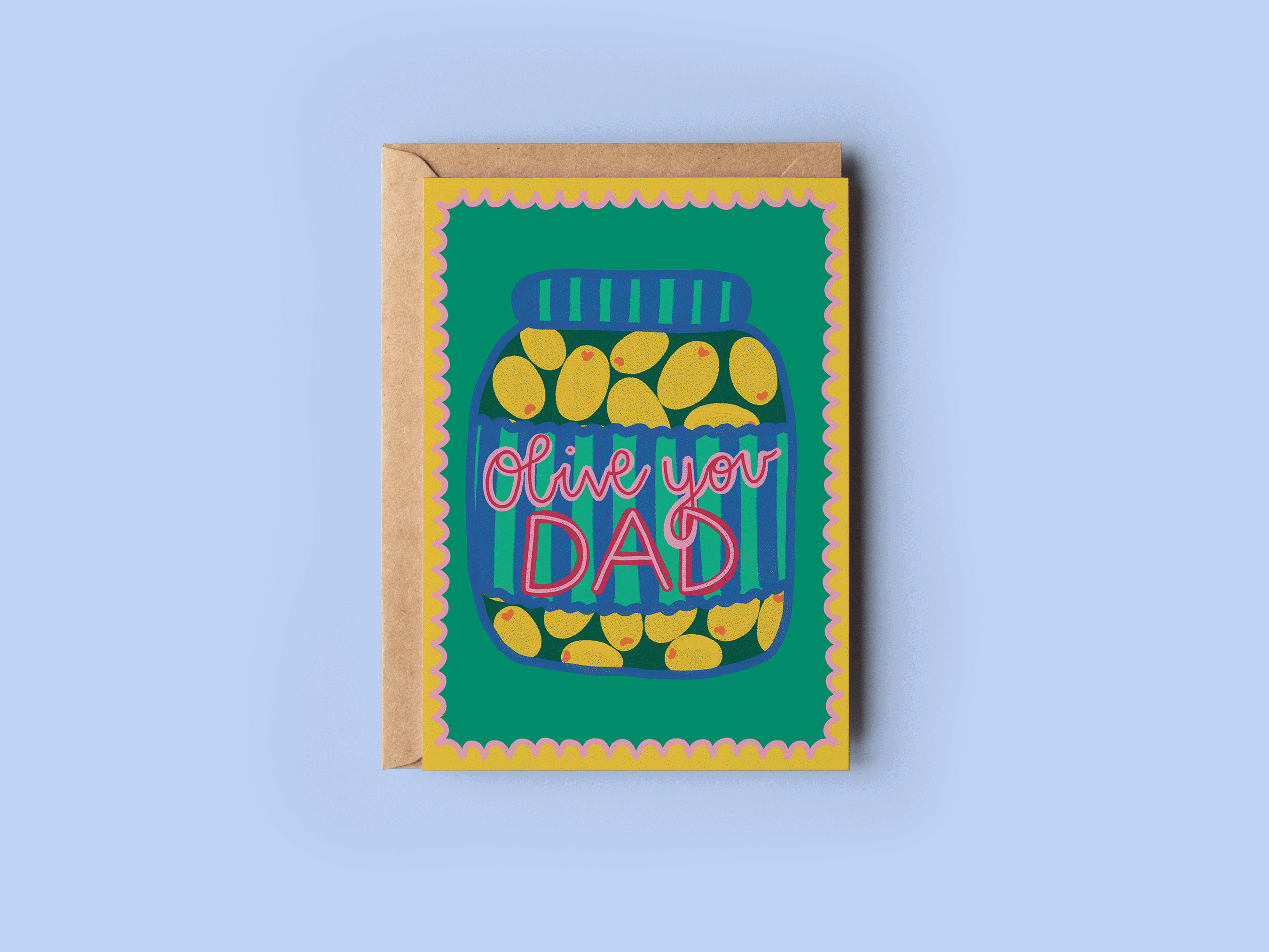 Olive You Dad Father's Day Greeting Card – Pink Moon