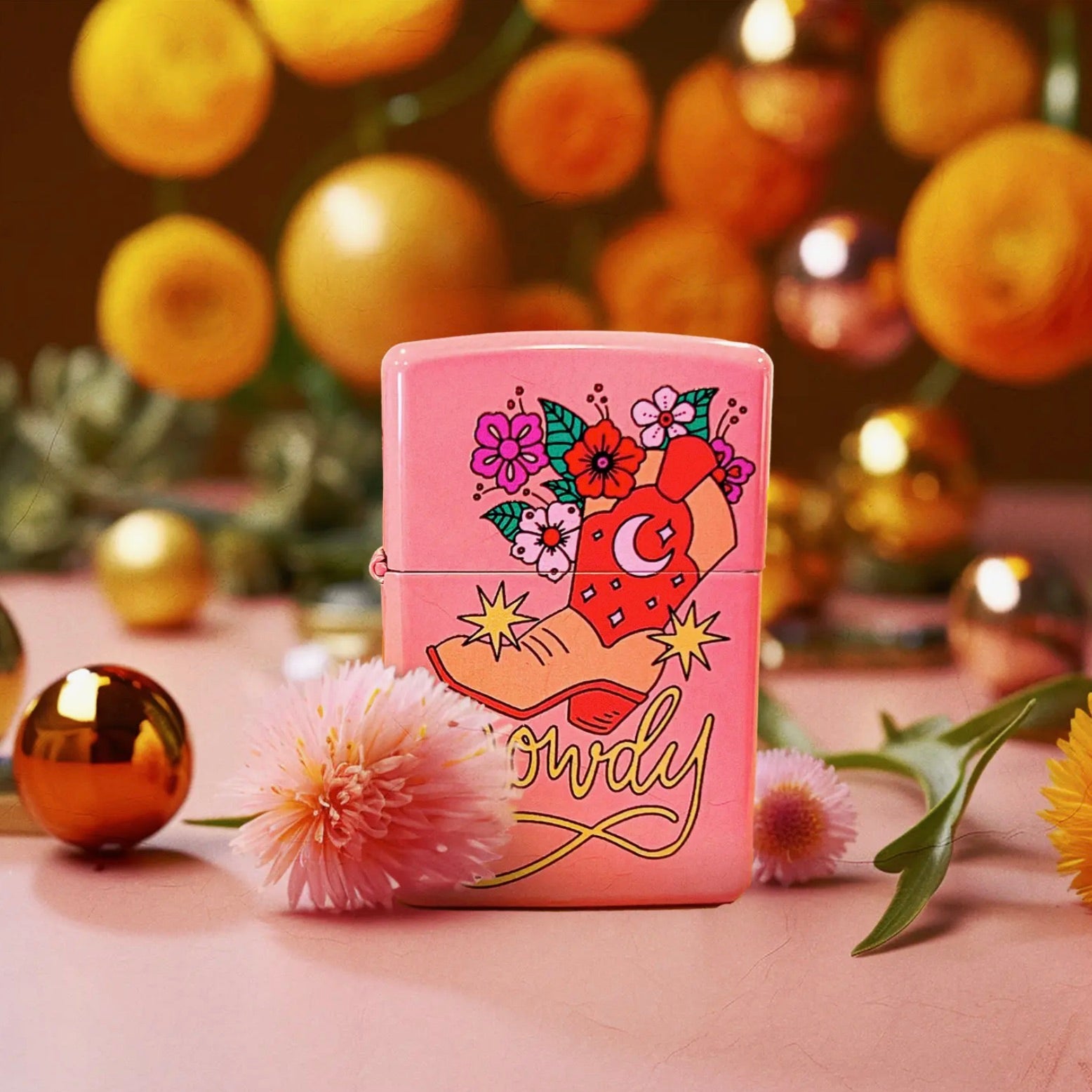 Howdy Flowers Refillable Lighter – Pink Moon