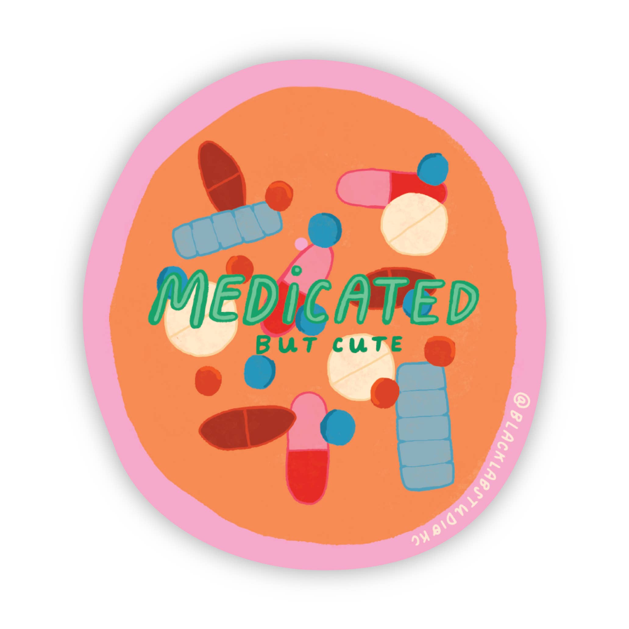 Medicated But Cute Waterproof Sticker – Pink Moon
