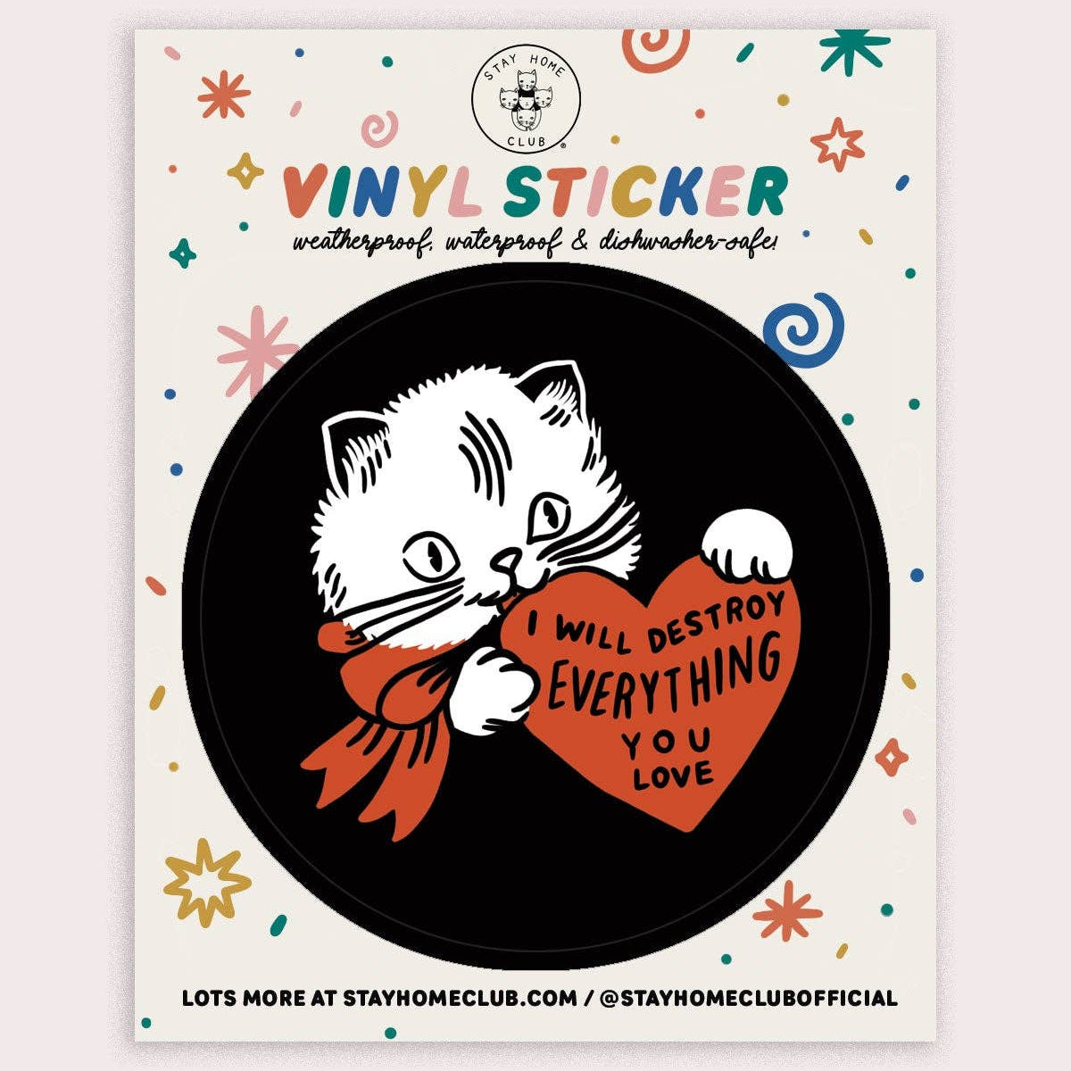 Destroy (Cat) Vinyl Sticker – Pink Moon