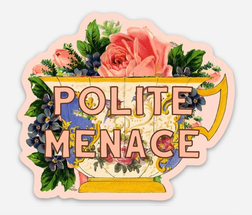 Polite Menace Teacup Sticker - Our Flag Means Death – Pink Moon