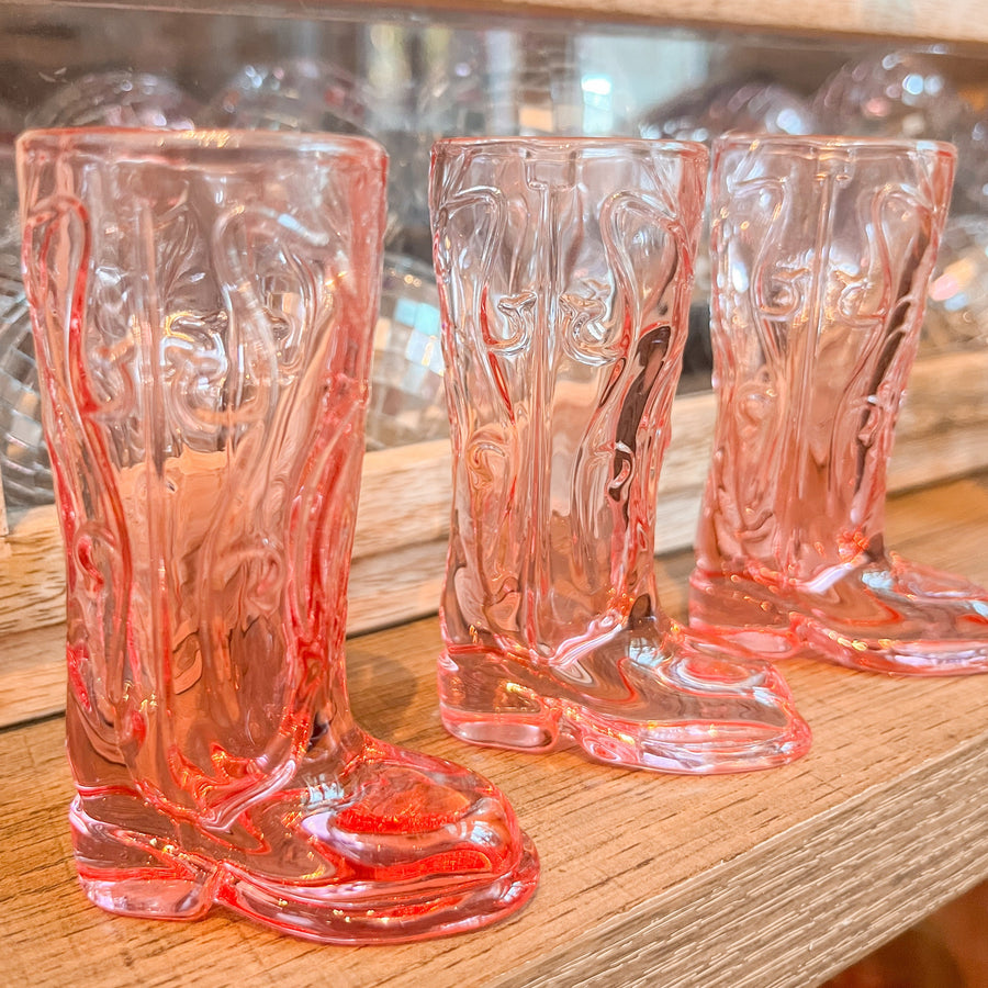 Pink Cowgirl Boot Shot Glasses Pink Moon