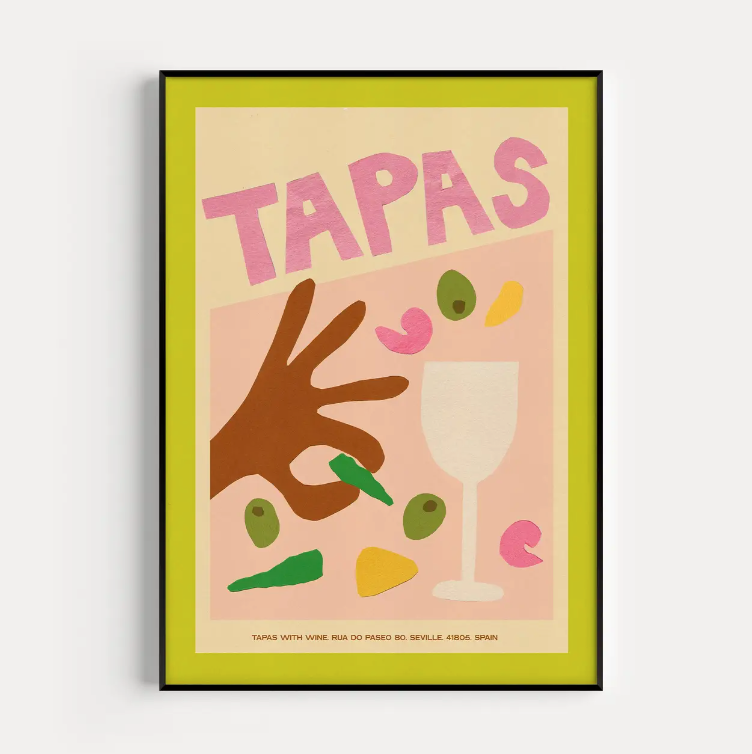 Tapas Hand Collaged Print – Pink Moon