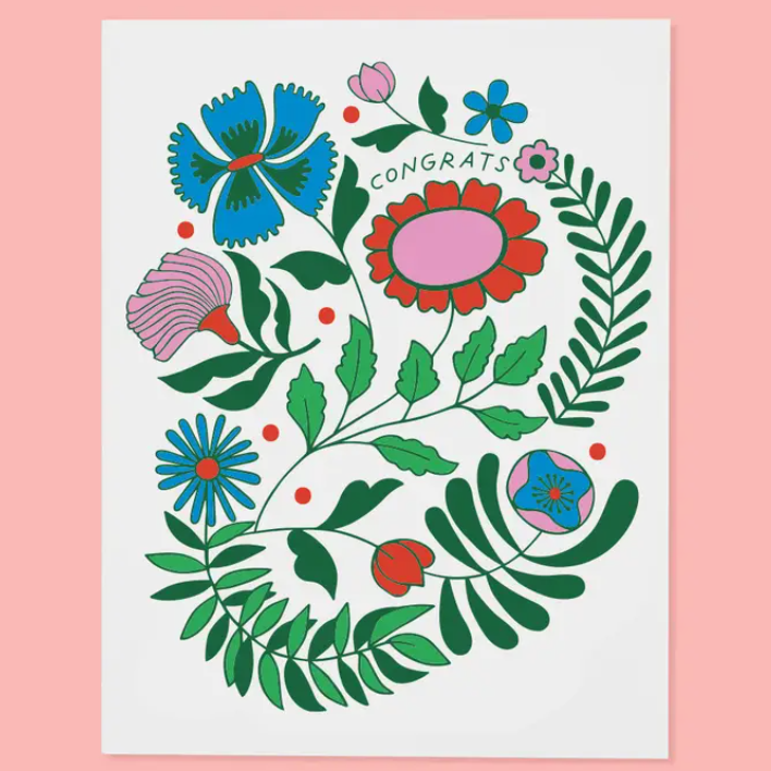 Floral Congrats Card – Pink Moon